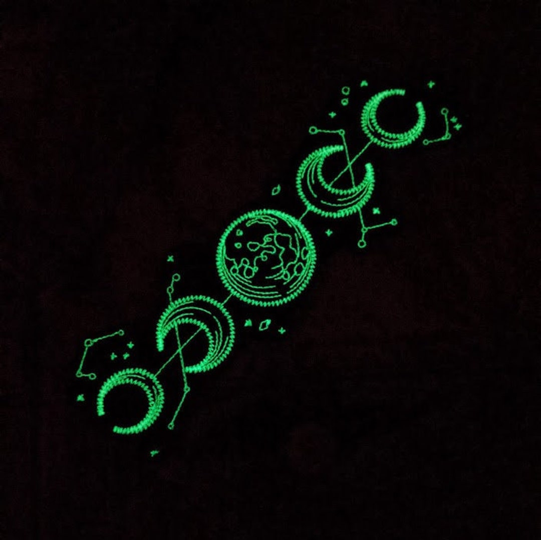 GLOW in the DARK Vintage Celestial Moon Phases Embroidered Iron on ...