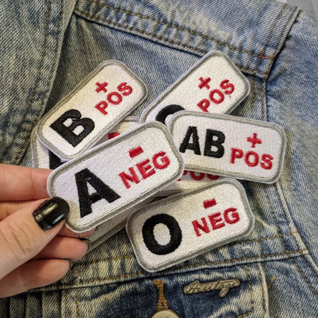 Grey Blood Type Iron on Patch | Embroidered Patch | Medical Patch ...