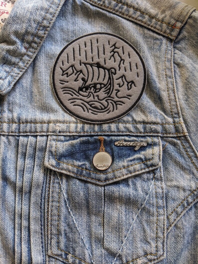 Viking Longship Iron on Patch Embroidered Patch Handmade - Etsy