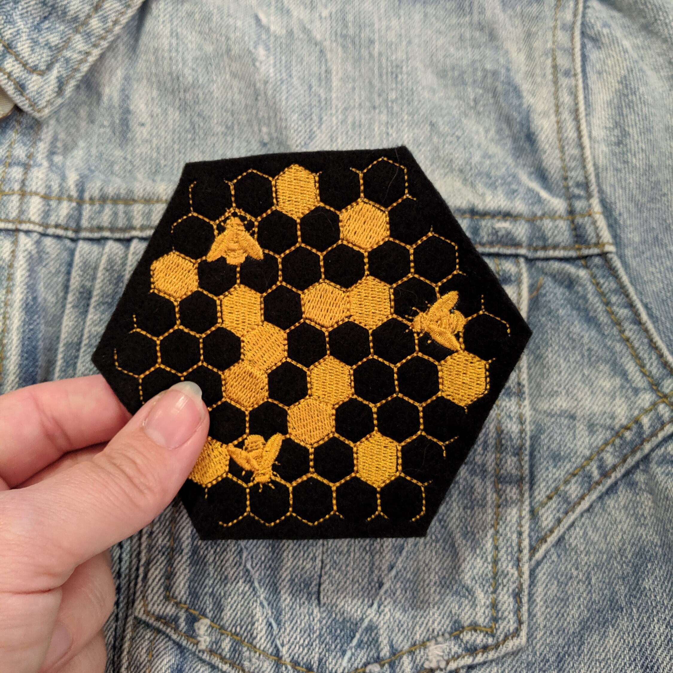 DOUBLE PACK Bee and Honeycomb Iron on Patches Honey Patch | Etsy