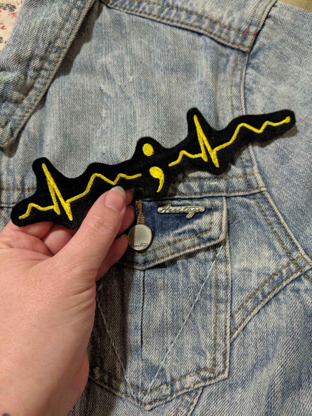 Semicolon Iron on Patch | Embroidered Patch | Medical Patch | Patches ...