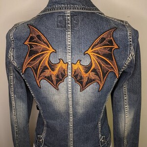 ORANGE Bat Wing Iron on Patches PAIR, Devil, Demon, Halloween ...