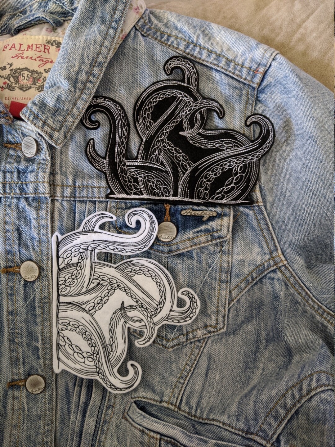 DOUBLE PACK Octopus Legs Iron on Patch | Embroidered Patch | Iron on ...
