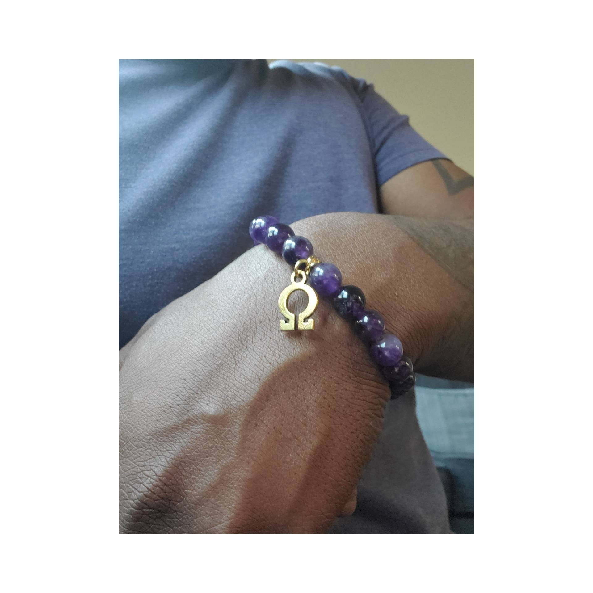 Purple and Gold Omega Psi Phi Mens Bracelet - Etsy