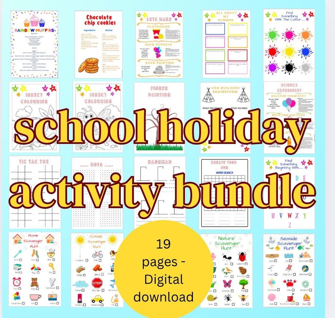 School Holiday Activity Pack Printable - Digital Download. Kids ...