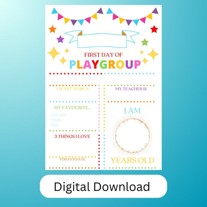 First Day of Playgroup - Digital Download. Print at Home. - Etsy