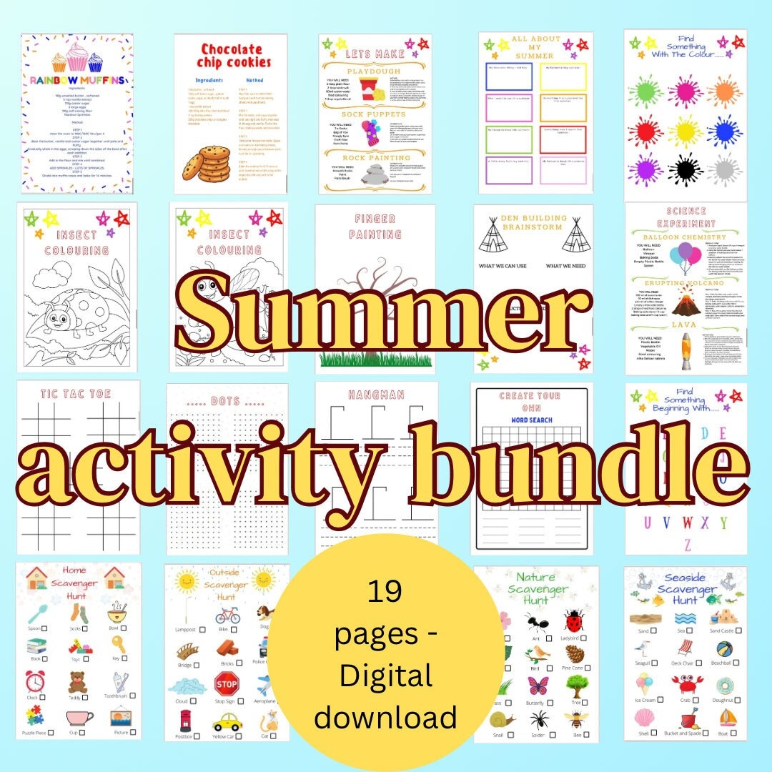 Summer Activity Pack Printable Digital Download. Kids Activity Pack ...