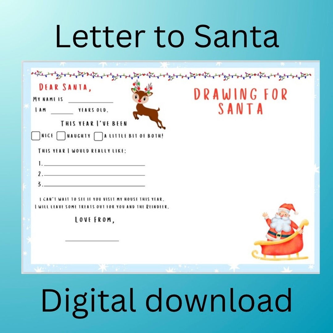 Letter to Santa - Digital Download. Print at Home. Christmas Wish List ...
