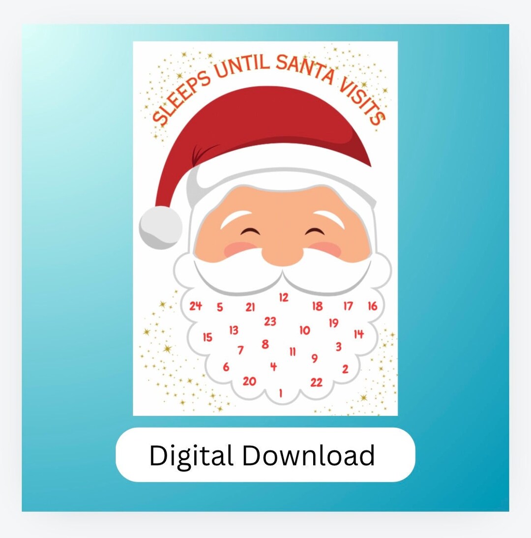 Countdown to Santa - Digital Download. Print at Home - Etsy