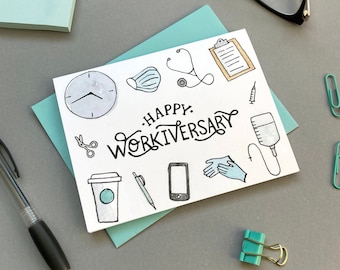 Happy Workiversary Cards Only Postcard Style Cards Work - Etsy