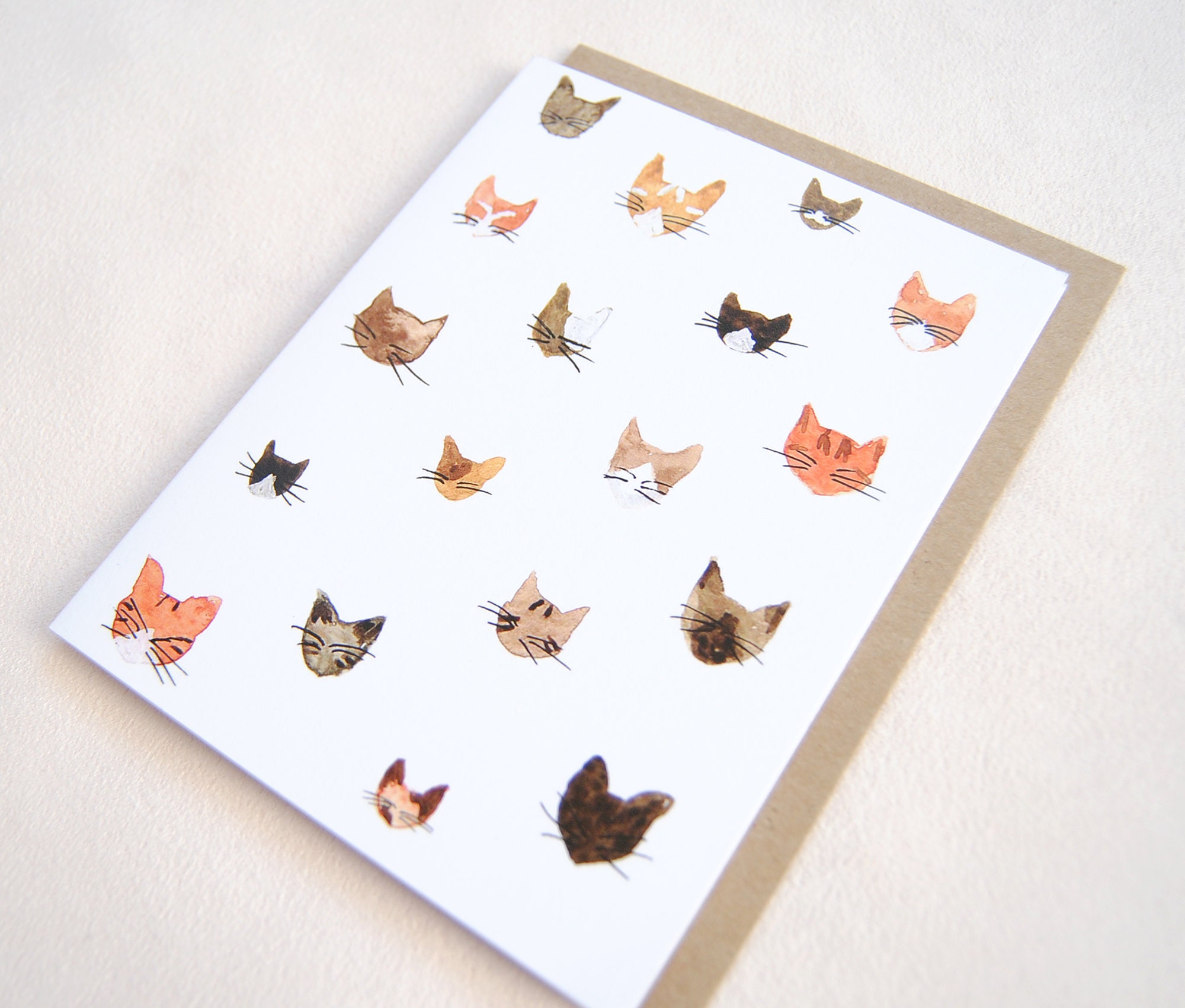 Blank Cat Card Blank Card Cat Card Watercolour Cats - Etsy