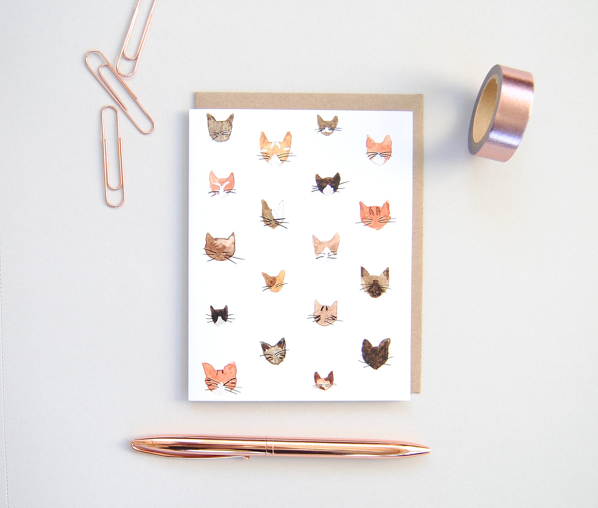 Blank Cat Card Blank Card Cat Card Watercolour Cats - Etsy