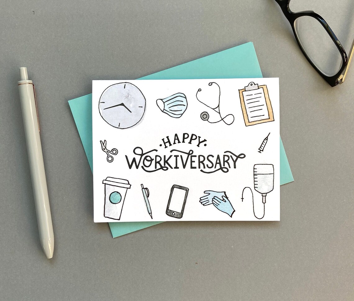 Medical Workiversary Card | Medical Work Anniversary Card | Card for Co ...