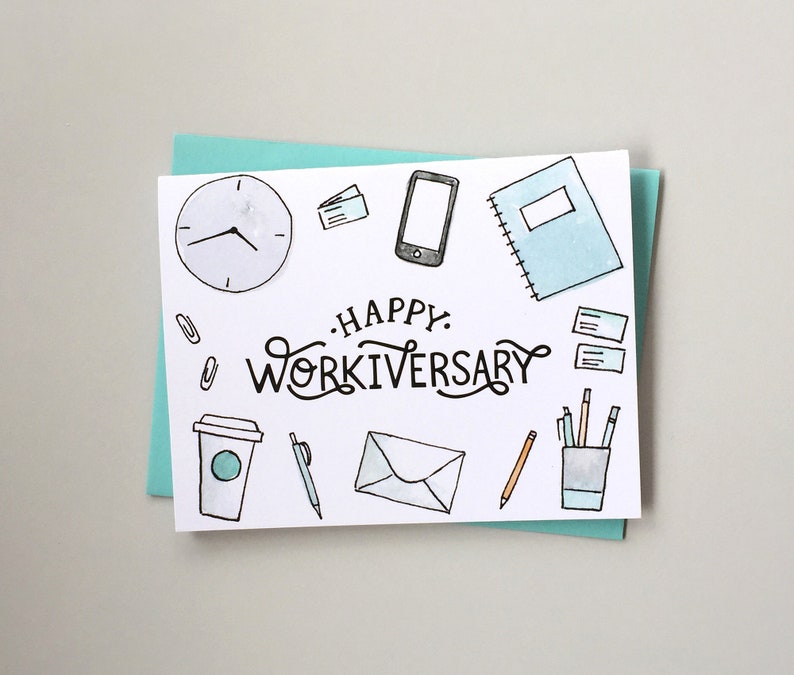 Office Workiversary Card Work Anniversary Card Card for - Etsy