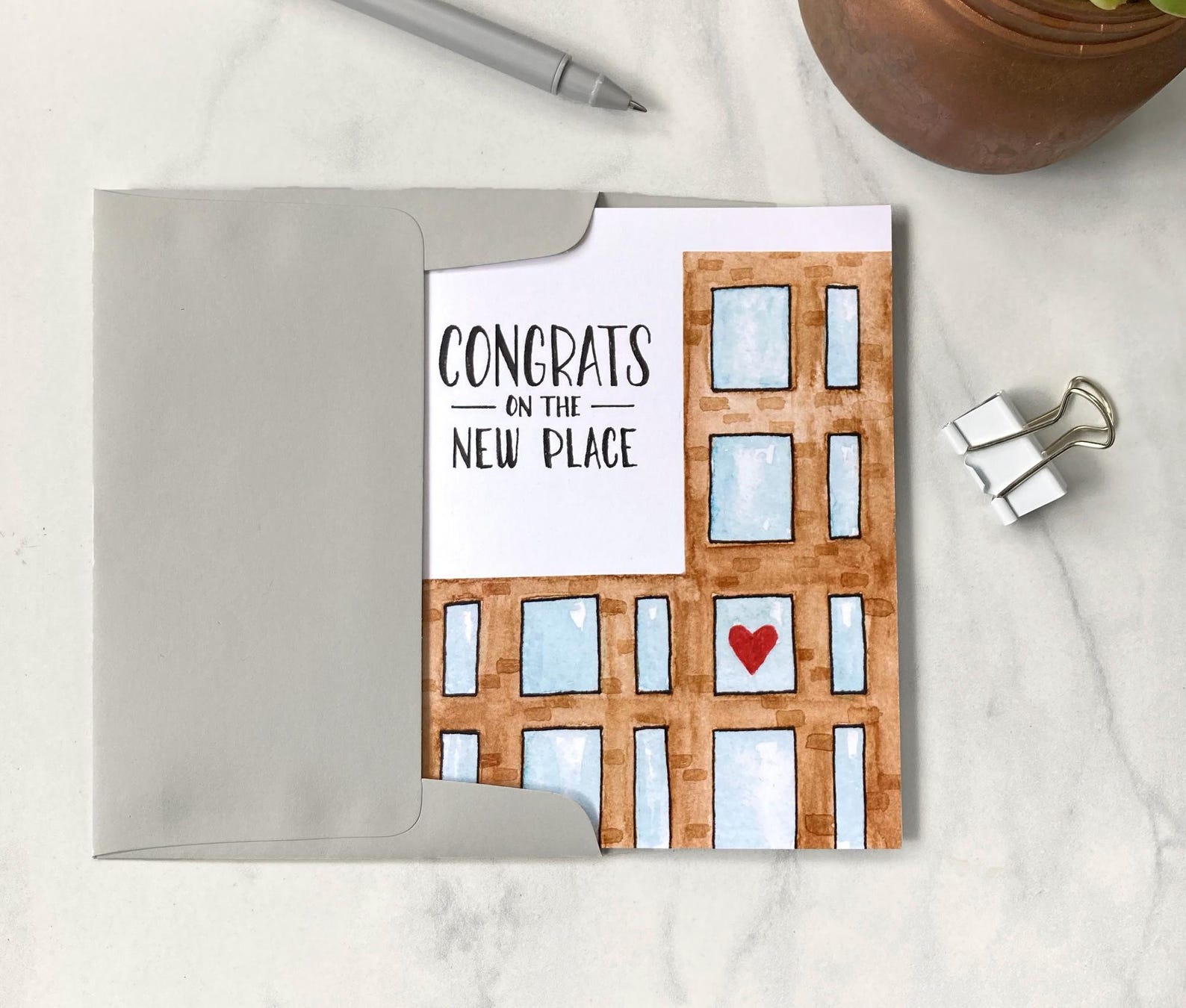 Watercolour New Apartment Card | New Condo Card | New Home Card - Etsy