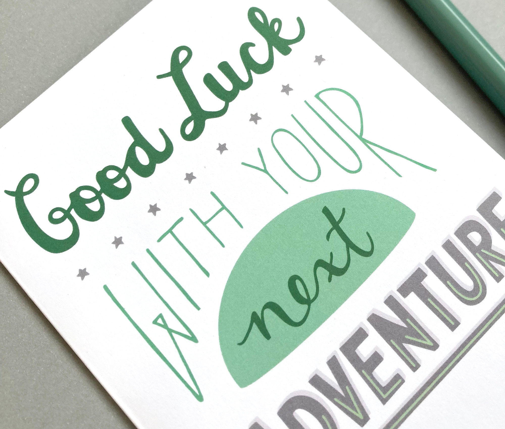 Hand-lettered Good Luck With Your Next Adventure Card | Goodbye Card ...
