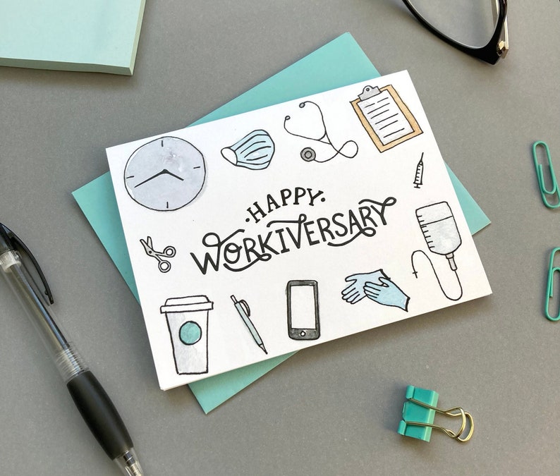 Medical Workiversary Card | Medical Work Anniversary Card | Card for Co ...