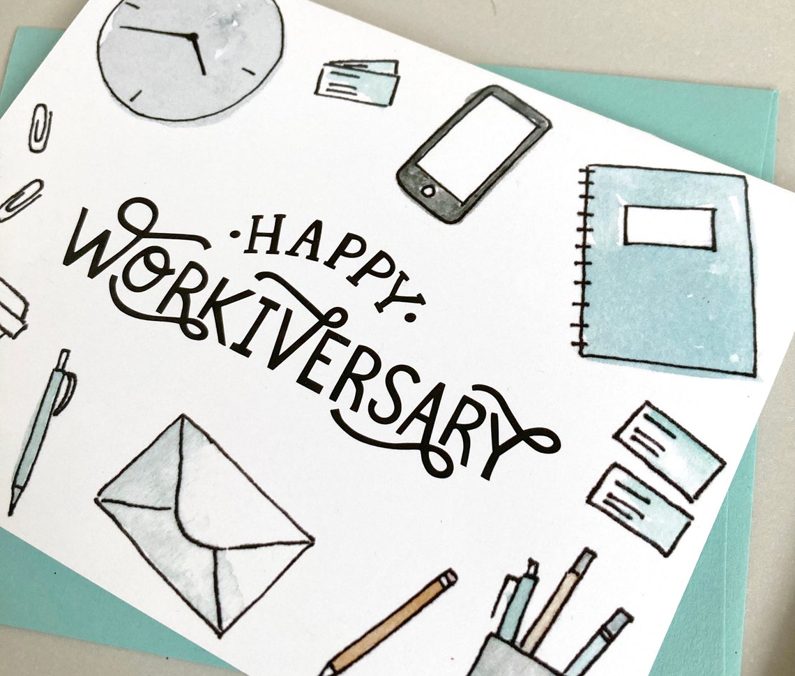 Office Workiversary Card | Work Anniversary Card | Card for Co-worker ...