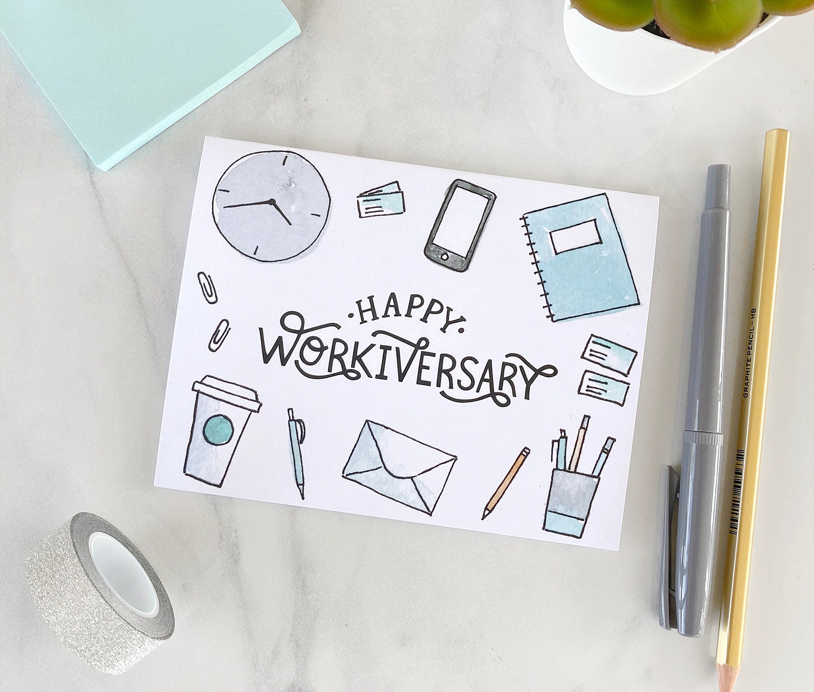 Office Workiversary Card Work Anniversary Card Card for - Etsy