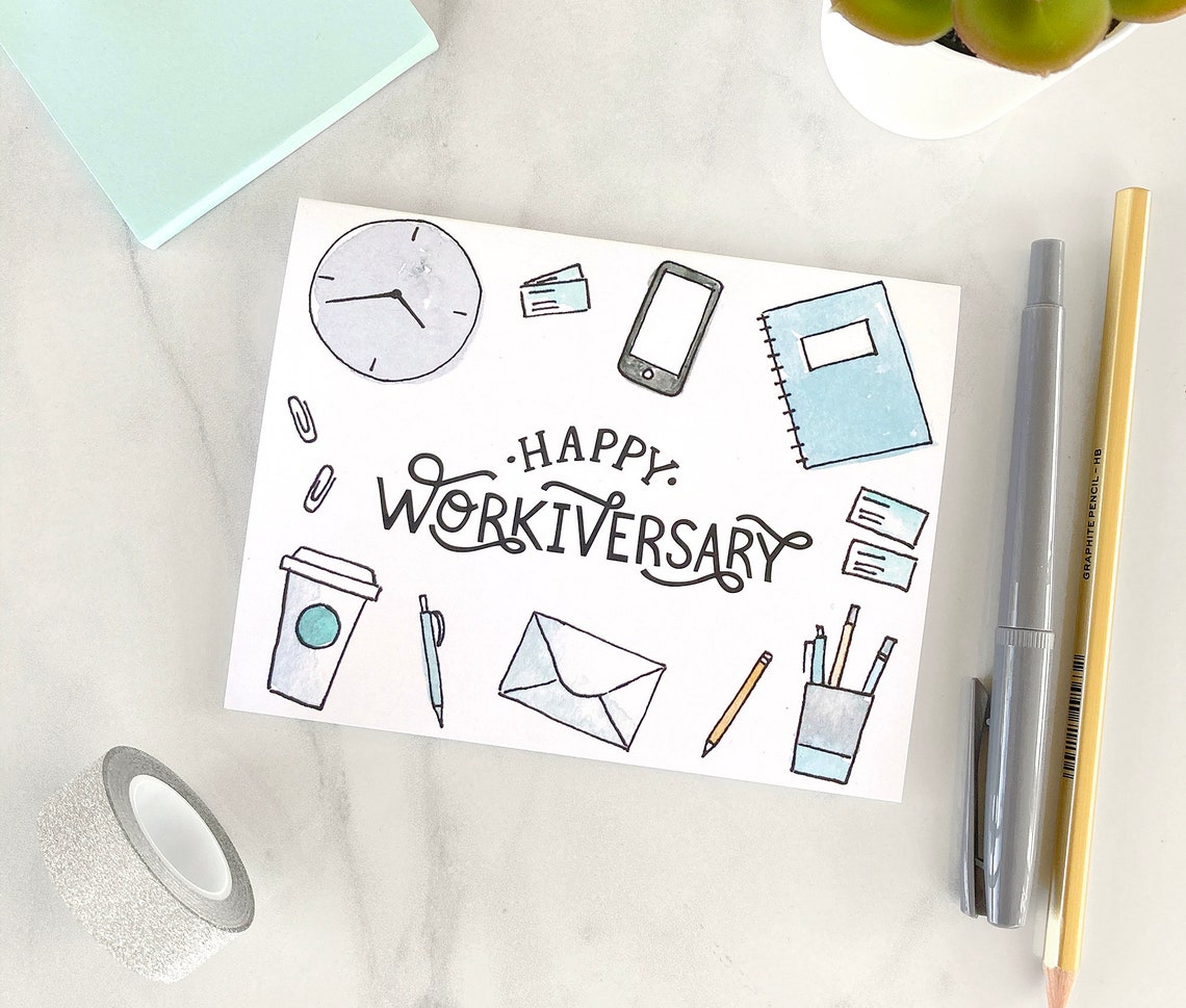 Office Workiversary Card | Work Anniversary Card | Card for Co-worker ...