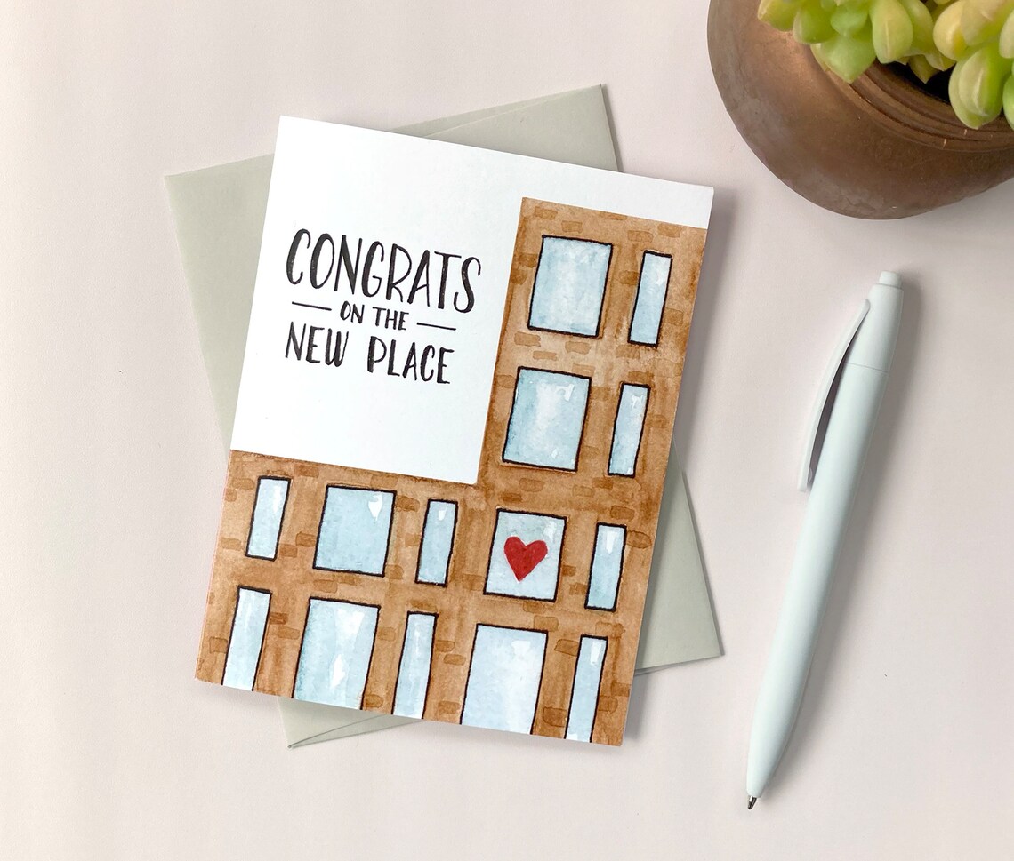 Watercolour New Apartment Card New Condo Card New Home Card - Etsy