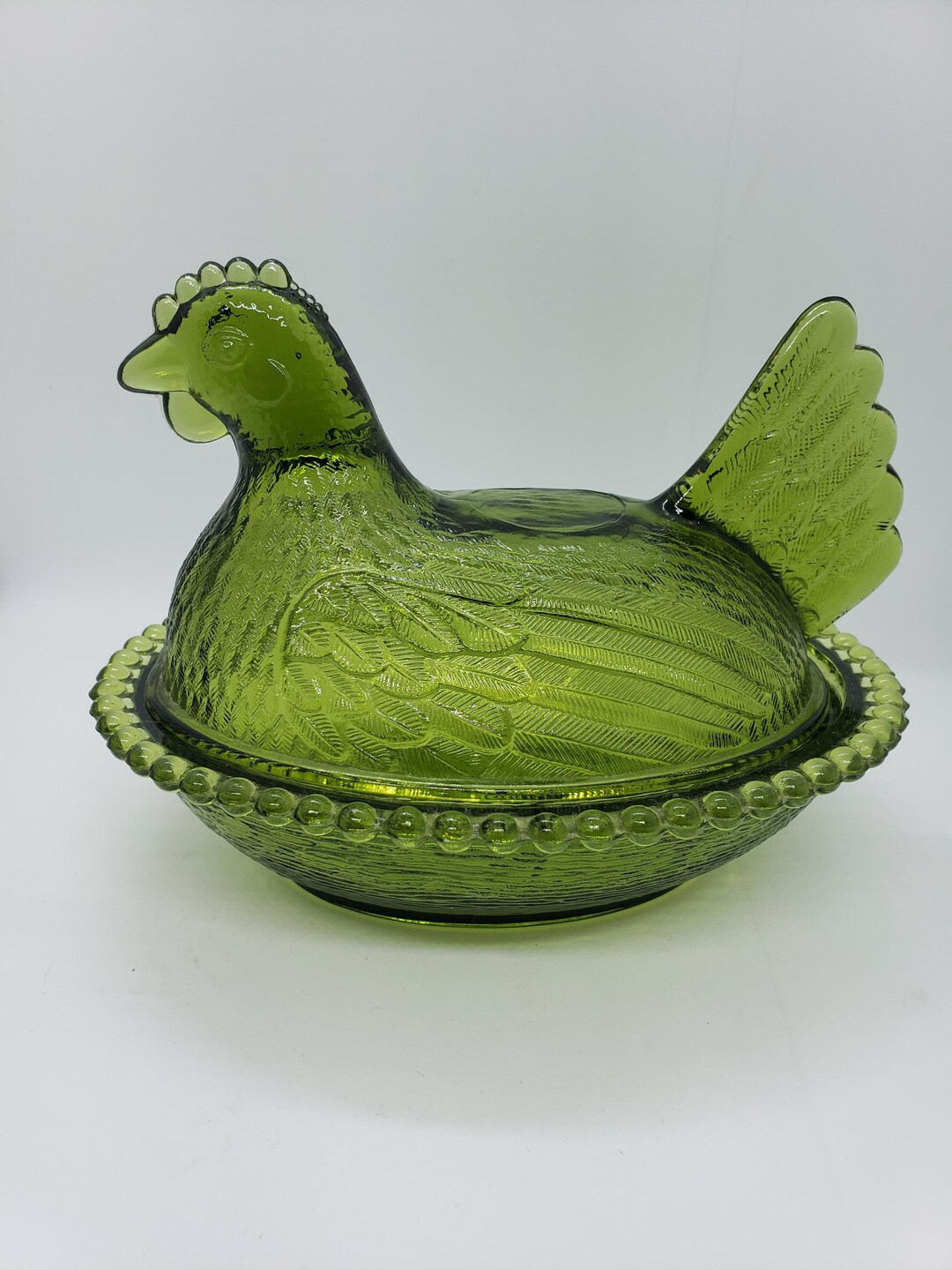 Vintage Indiana Glass Nesting Hen W/original Box - Etsy