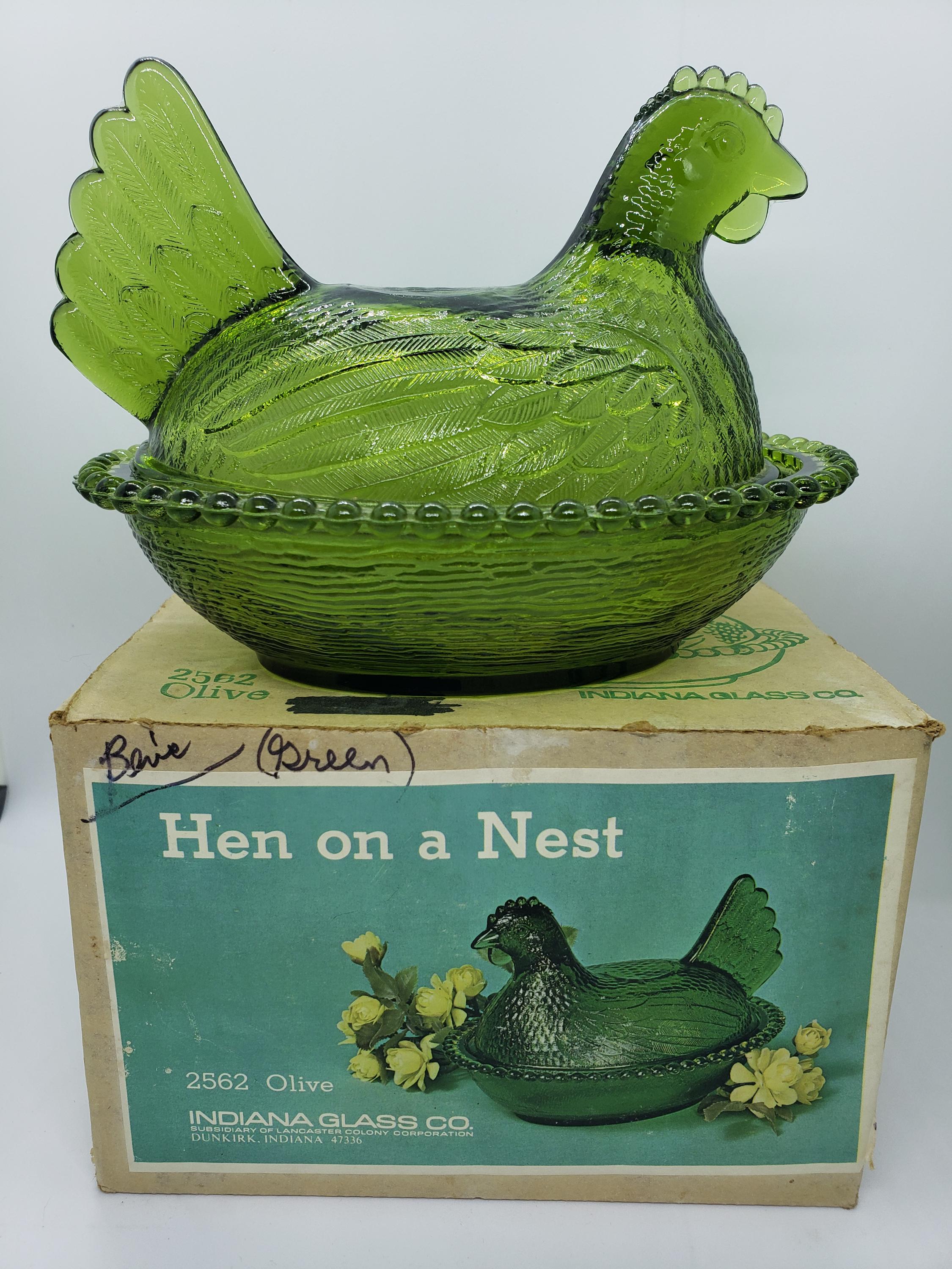 Vintage Indiana Glass Nesting Hen W/original Box - Etsy