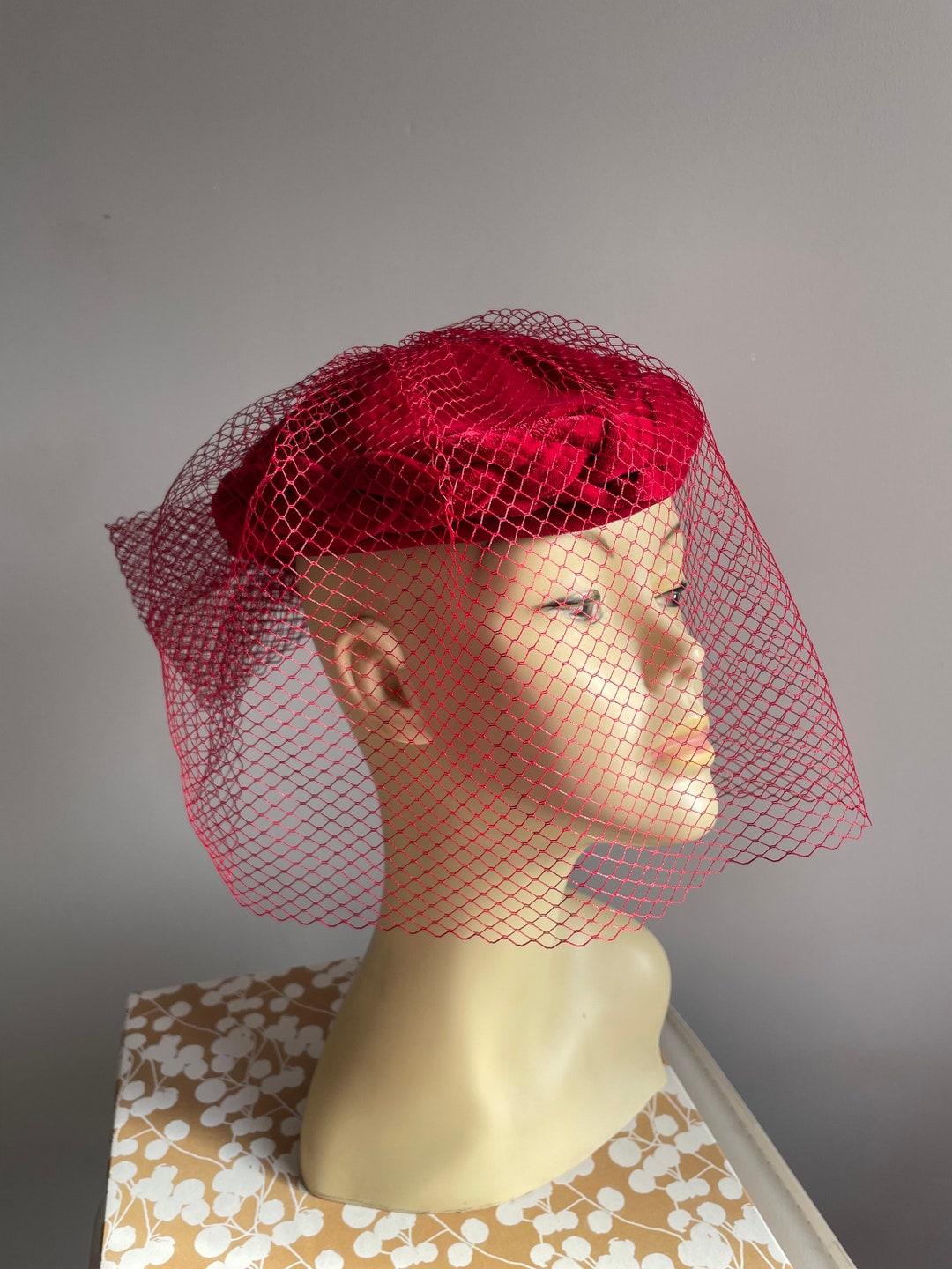 Ruby Red Vintage Velvet Ladies Hat Retro Perching Hat - Etsy