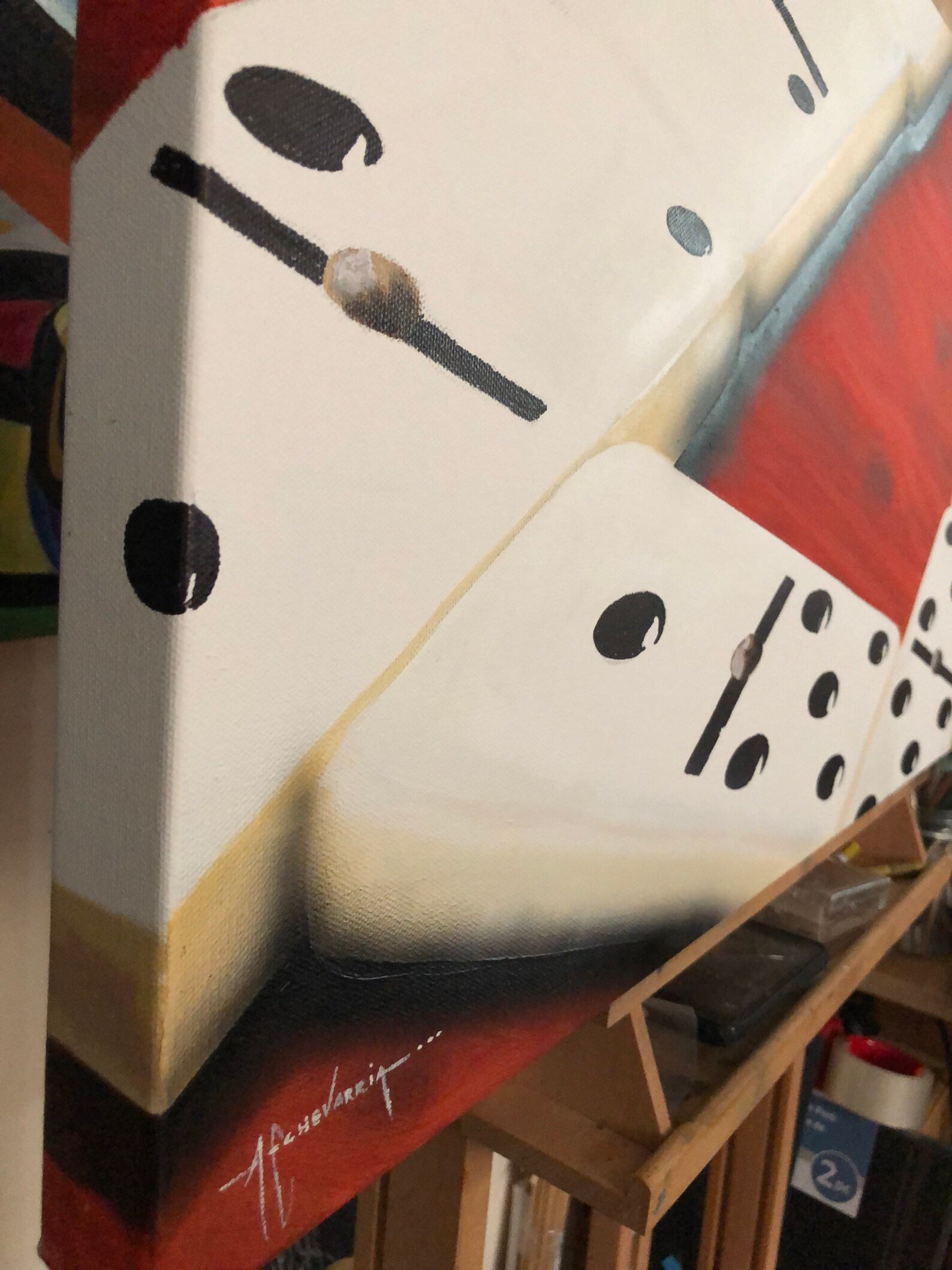 Dominoes Painting Aim for a Capicú oil on 16 X 40 Canvas 2 - Etsy
