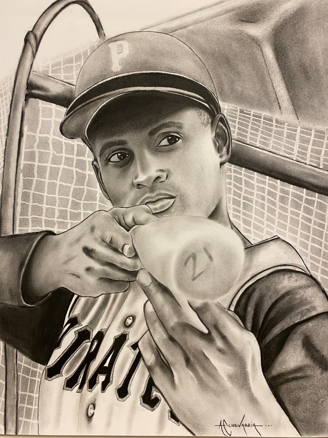 Roberto Clemente 2 14x17 Charcoal Pencil Art Puerto Rican Baseball Hero ...