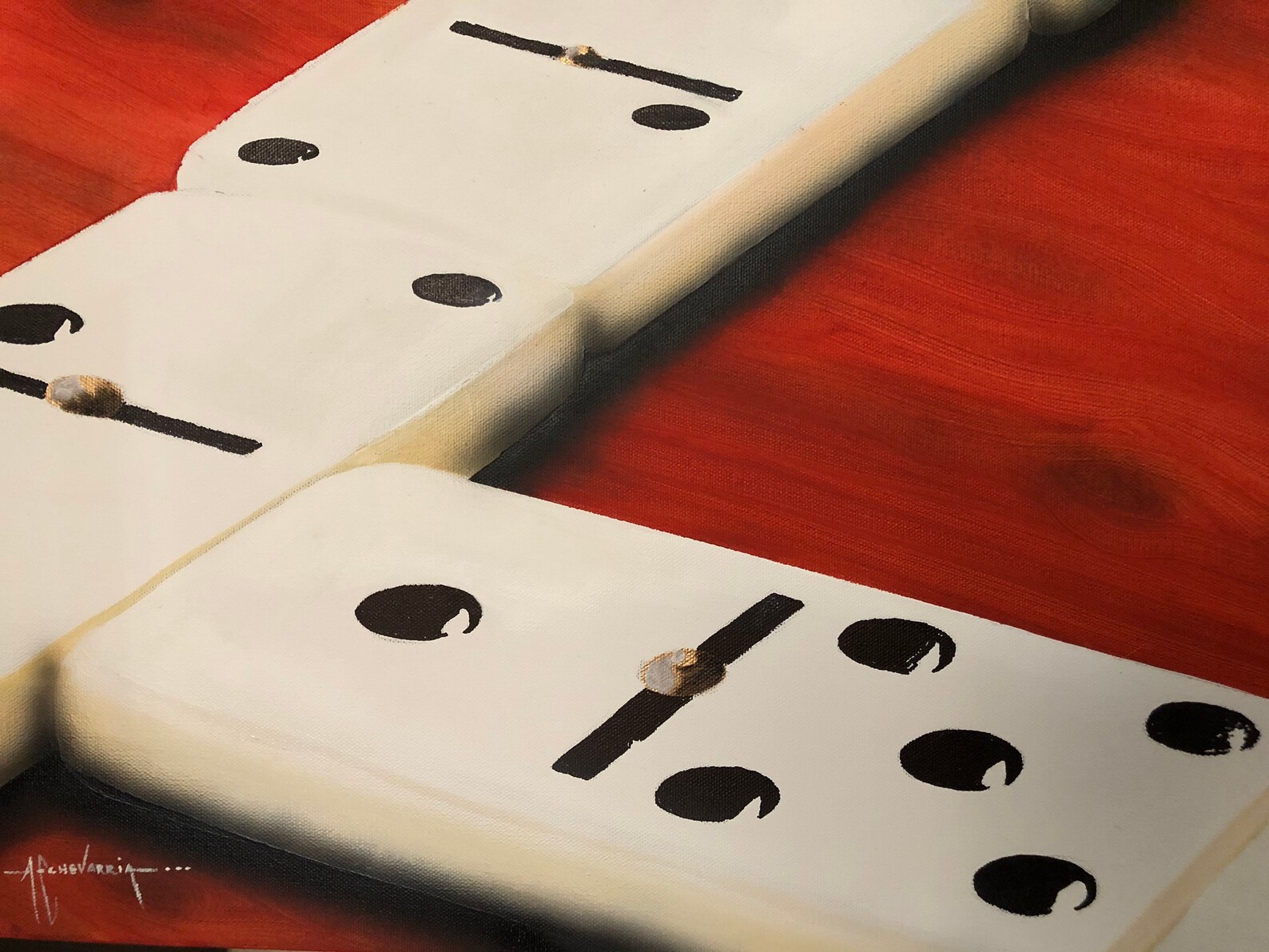 Dominoes Painting Aim for a Capicú oil on 16 X 40 Canvas 2 - Etsy