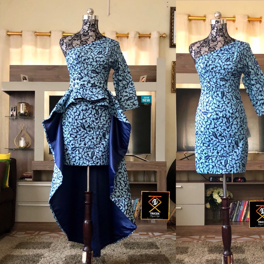 African Peplum Dress, Ankara Peplum Dress, African Print High Low ...