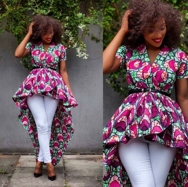 African Print Top Long Top Ankara Top Fishtail Peplum Top - Etsy Singapore