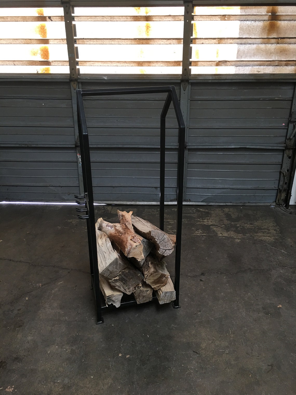 Modern Firewood Rack With Tool Holder - Etsy