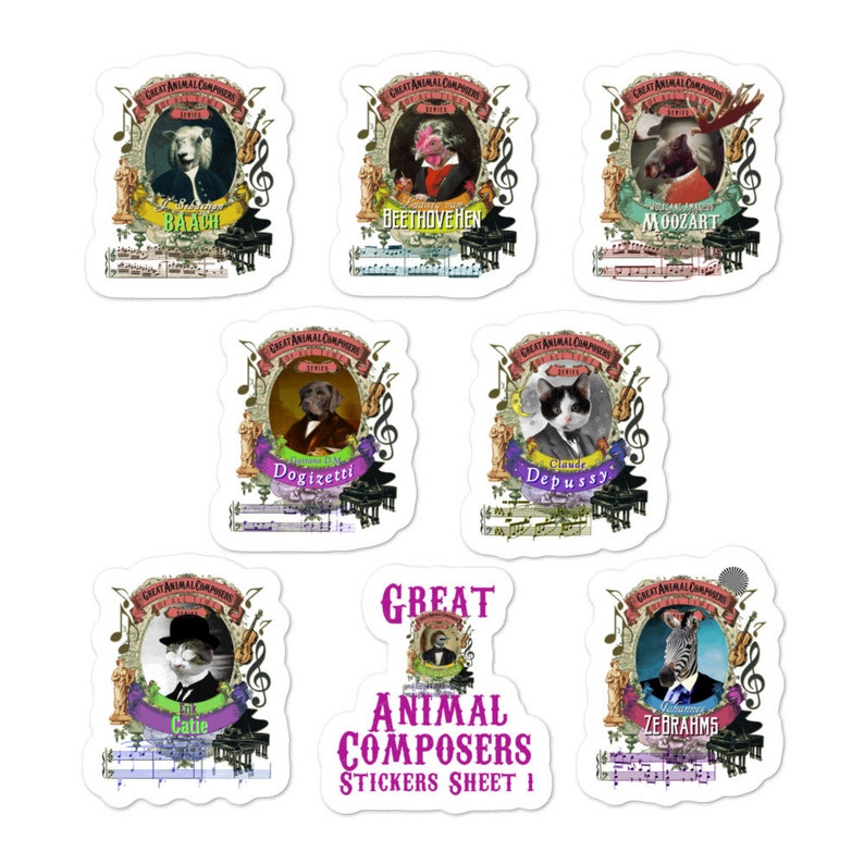 Great Animal Composers Stickers Sheet 1 for Classical Music - Etsy