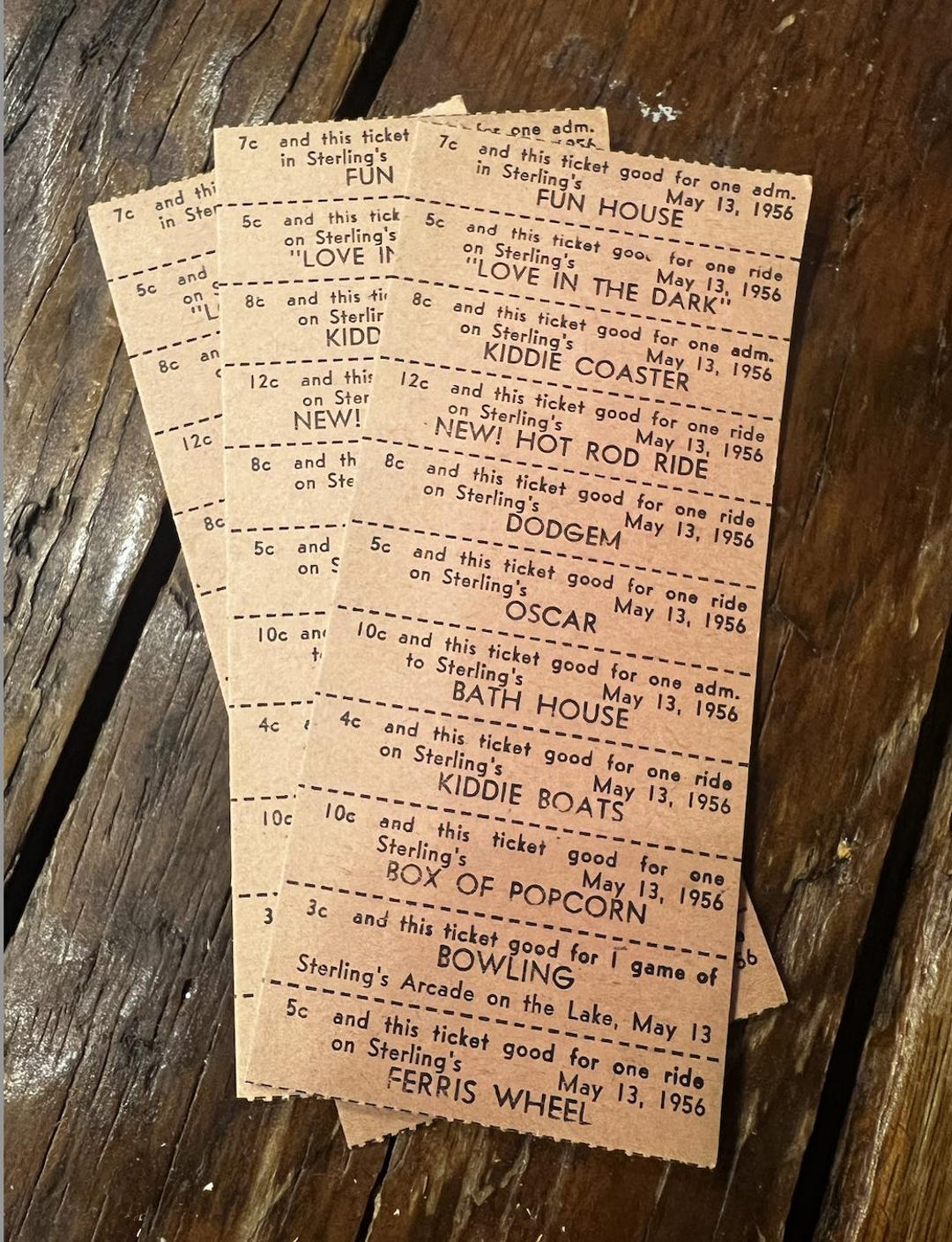 3 Vintage 1950s Amusement Park Tickets May 13, 1956 Sterling's Park ...