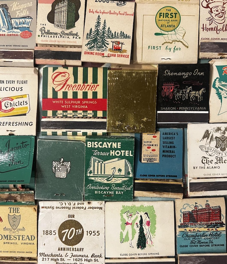 1950s-1970s Vintage Matchbooks - Lots of 5 or 10. Great for Collectors ...