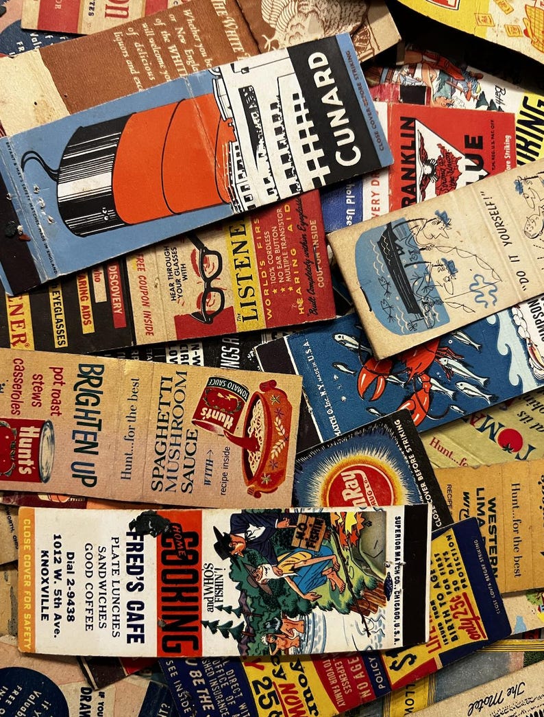 Vintage Matchbook Covers- Lots of 5, 10, 15, or 20 - 1950s, 1960s ...