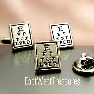 Eyechart Eye Chart Optician Optometry Optometrist Cufflinks Lapel Tie ...