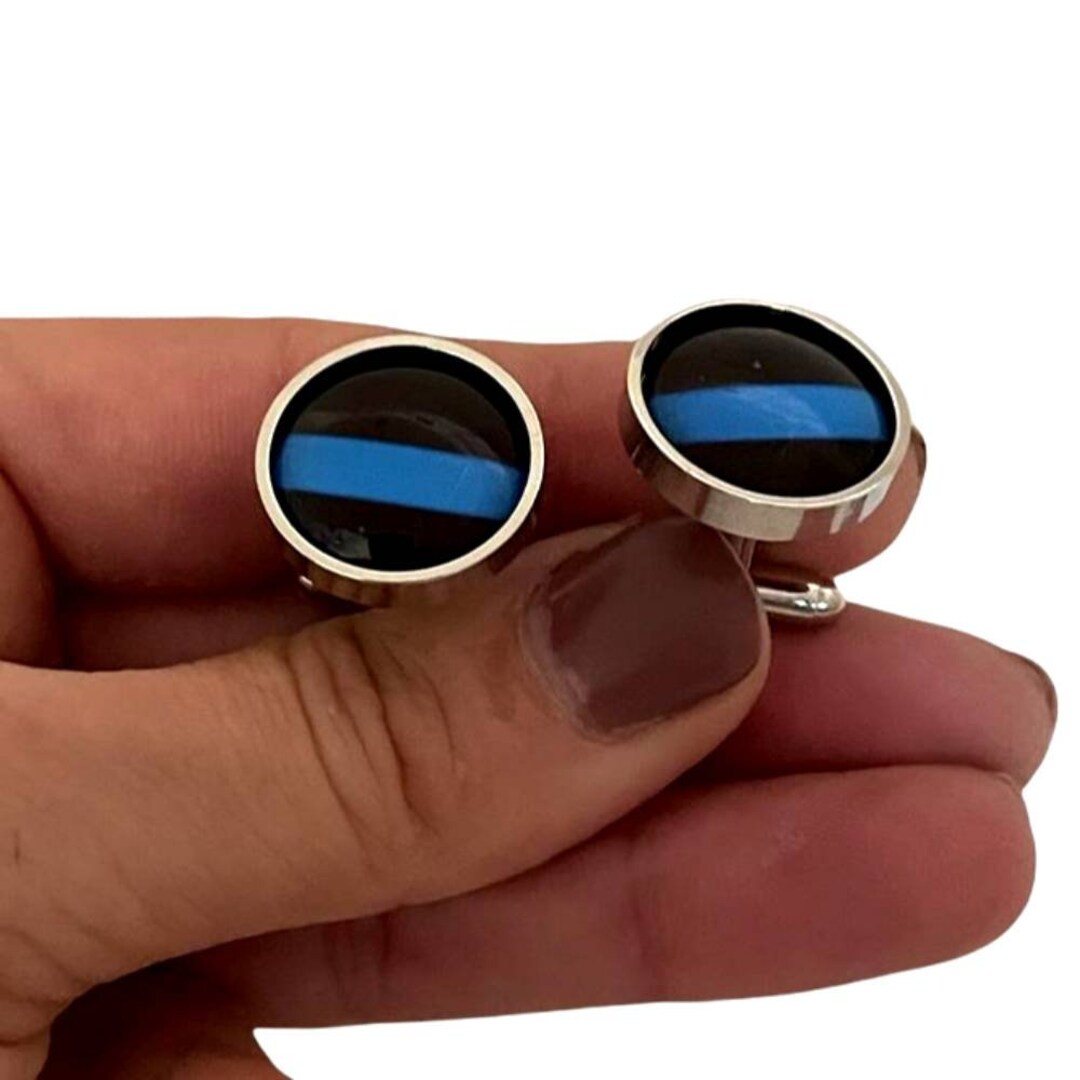 Thin Blue Line Cufflinks, Police Cufflinks Lapel Tie Pin Brooch, Law ...