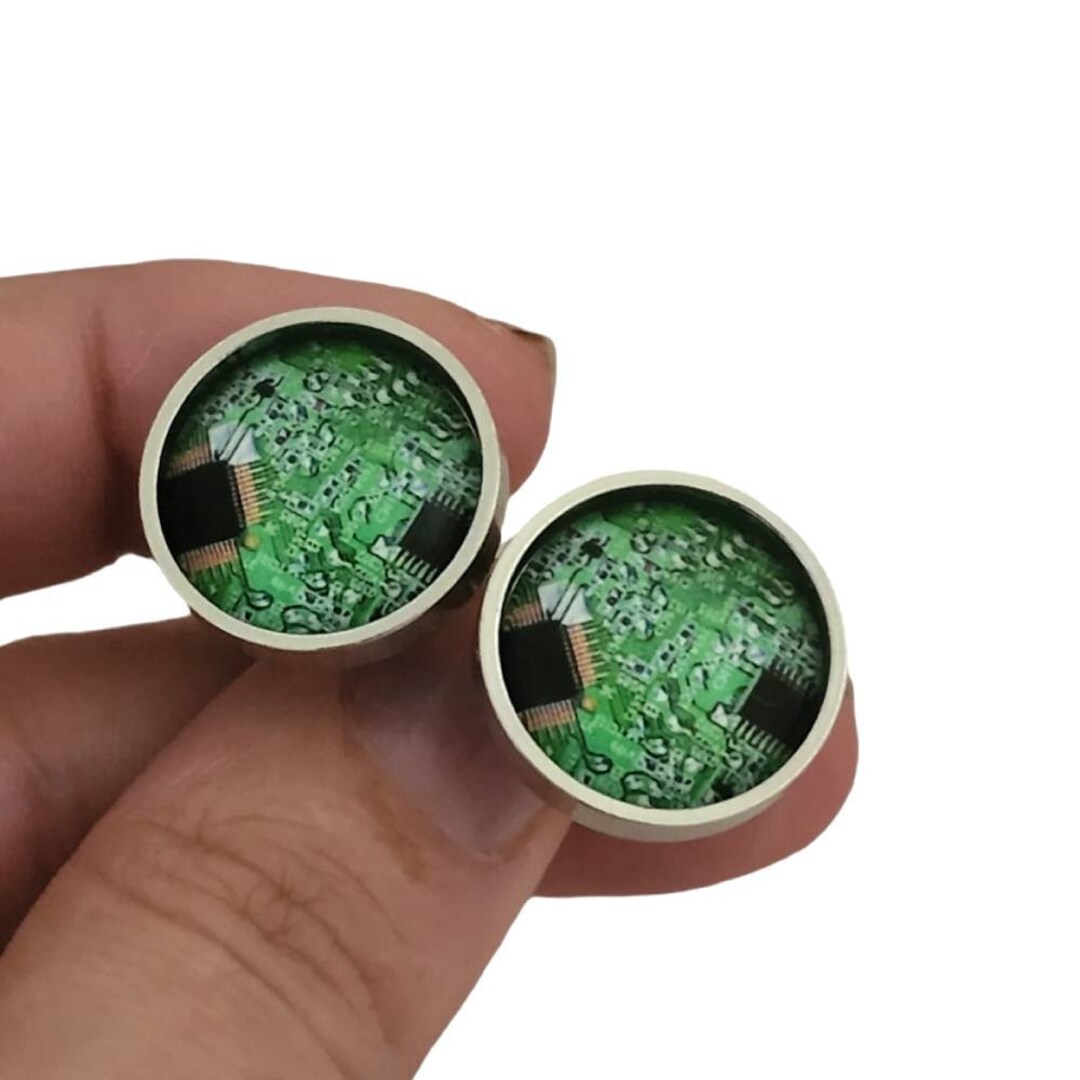 Computer Tech Gifts for Men, Circuit Chip Cufflinks Lapel Tie Pin ...