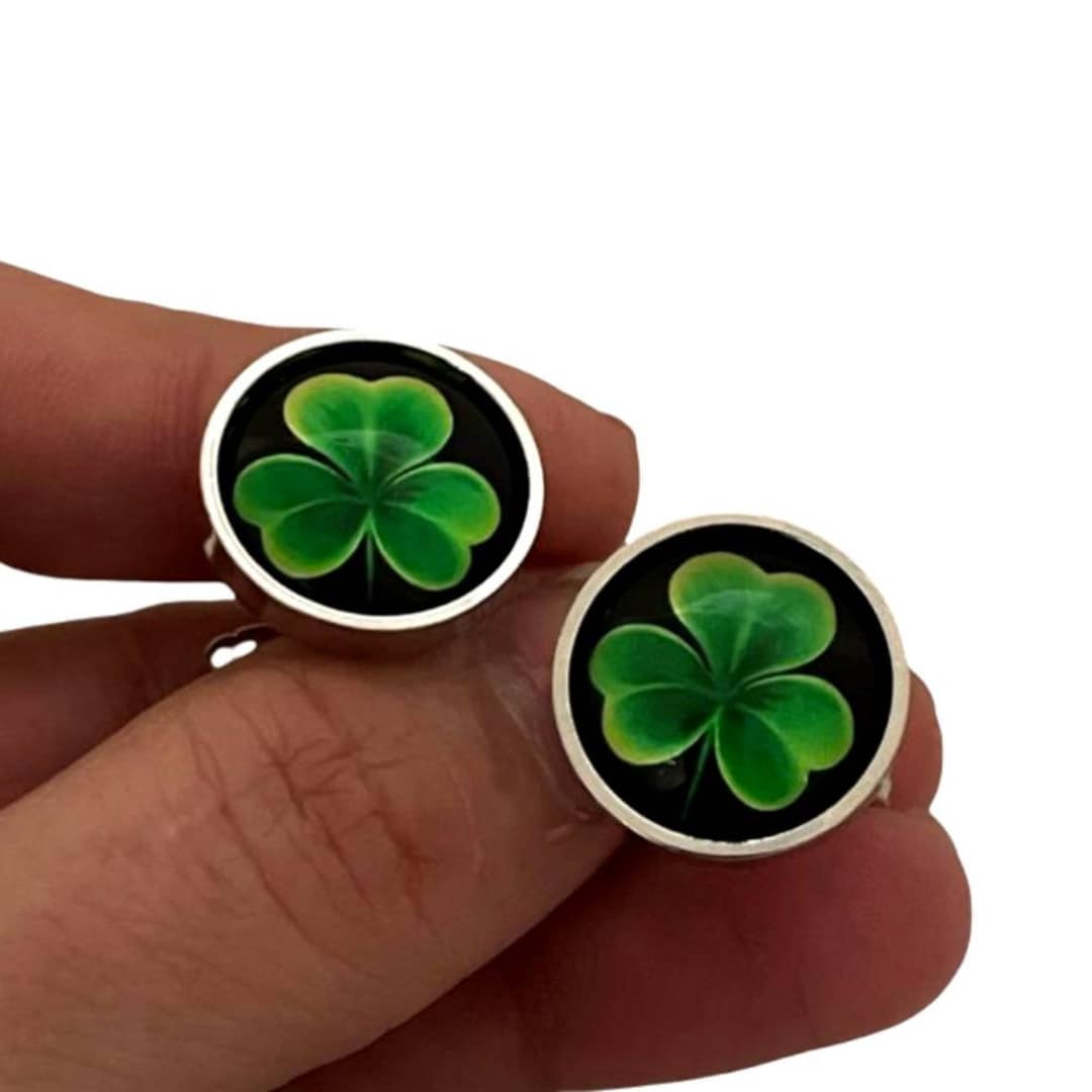 Shamrock Clover Cufflinks Cuff Links, Shamrock Lapel Tie Necktie Pin, Shamrock Brooch, Gift for ...