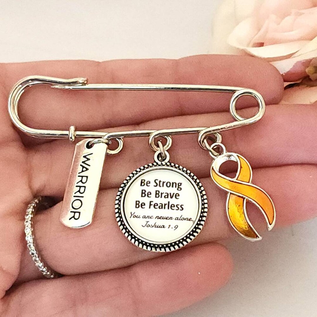 MS Warrior Multiple Sclerosis Pin Brooch, Orange Awareness Ribbon for ...