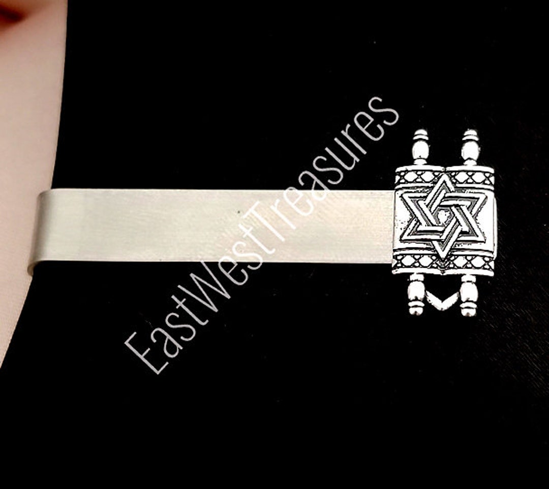 Torah Jewish Star of David Tie Clips Bar Gifts for Men, Judaica Hebrew ...