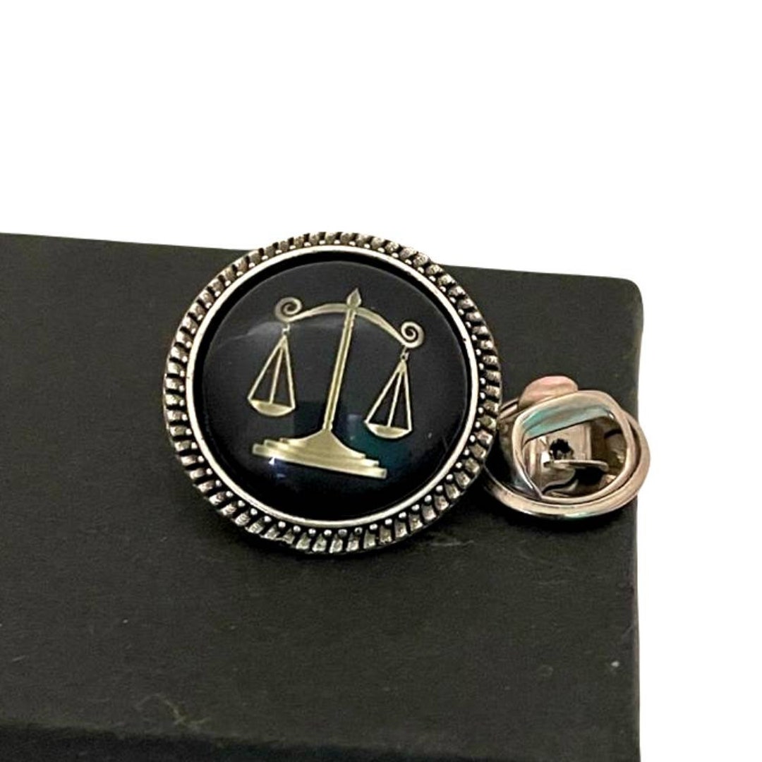 Black Scales Lady of Justice Law Lapel Tie Necktie Pin and Cufflinks ...