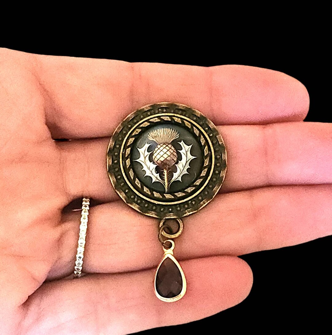 Antique Scottish Thistle Bridal Wedding Cameo Pearl Drop Locket Brooch ...