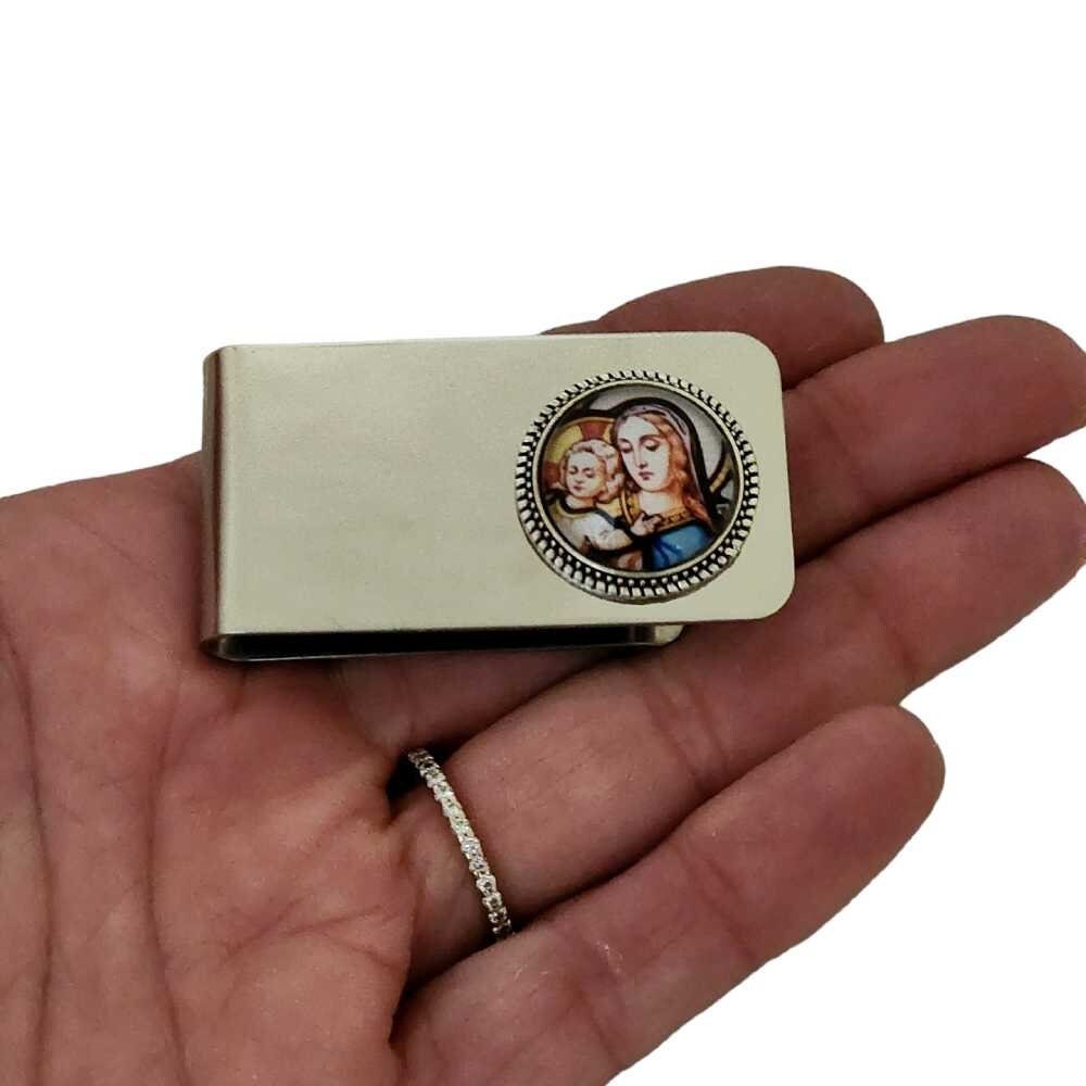 Mary Baby Jesus Religious Money Clip, Steel Metal Wallet, Gift for Men ...