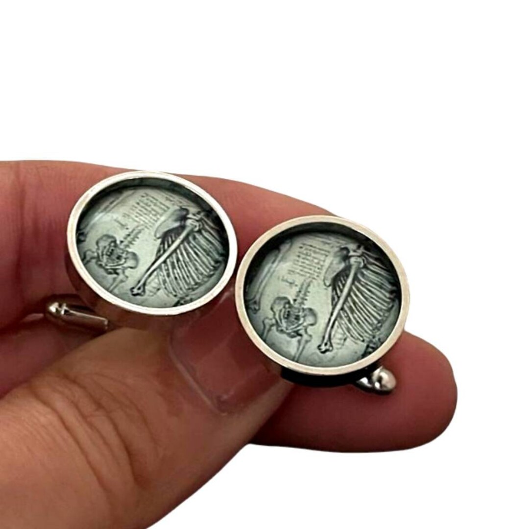 Human Anatomy Spine Cuff Links and Lapel Tie Pin Brooch, Suit Tie ...