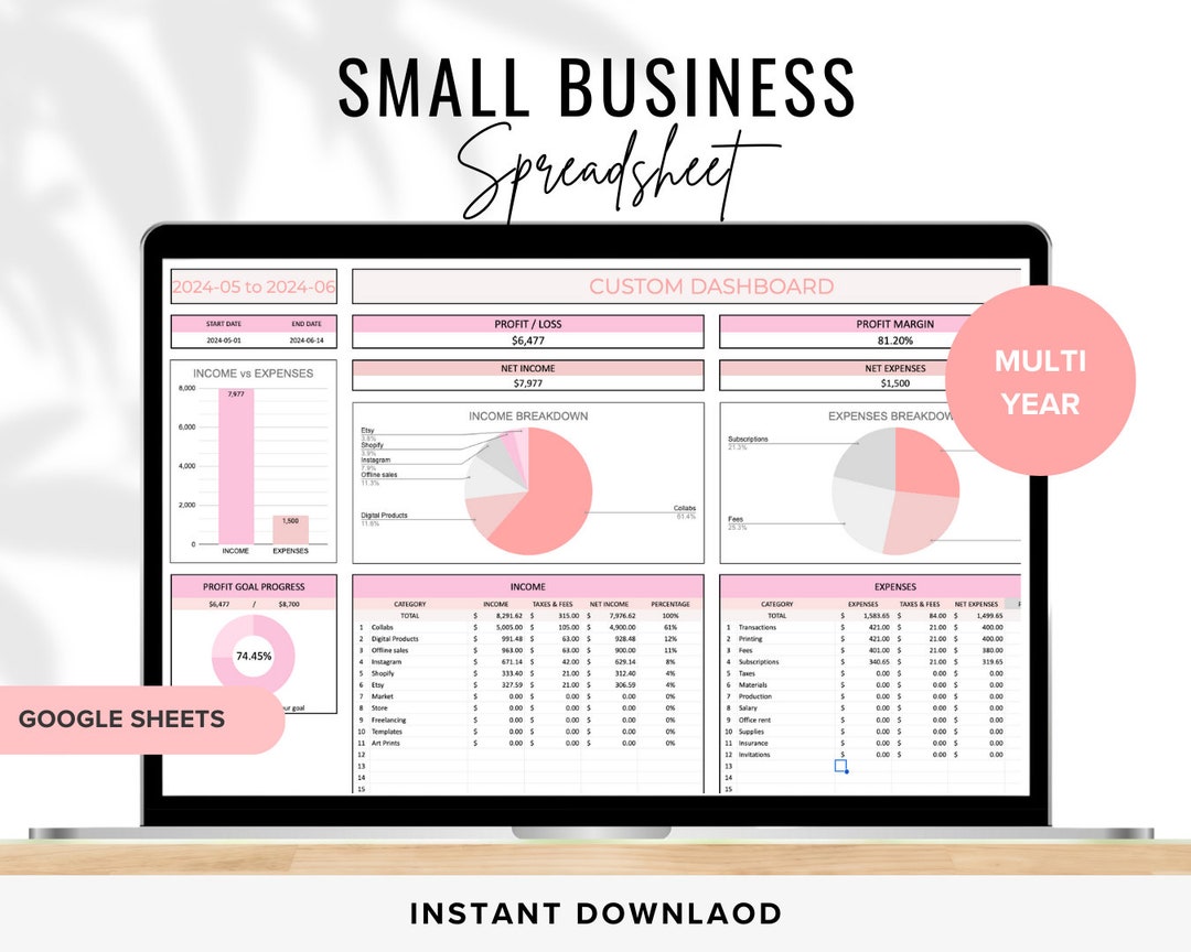 Small Business Bookkeeping Business Expense Spreadsheet Template ...