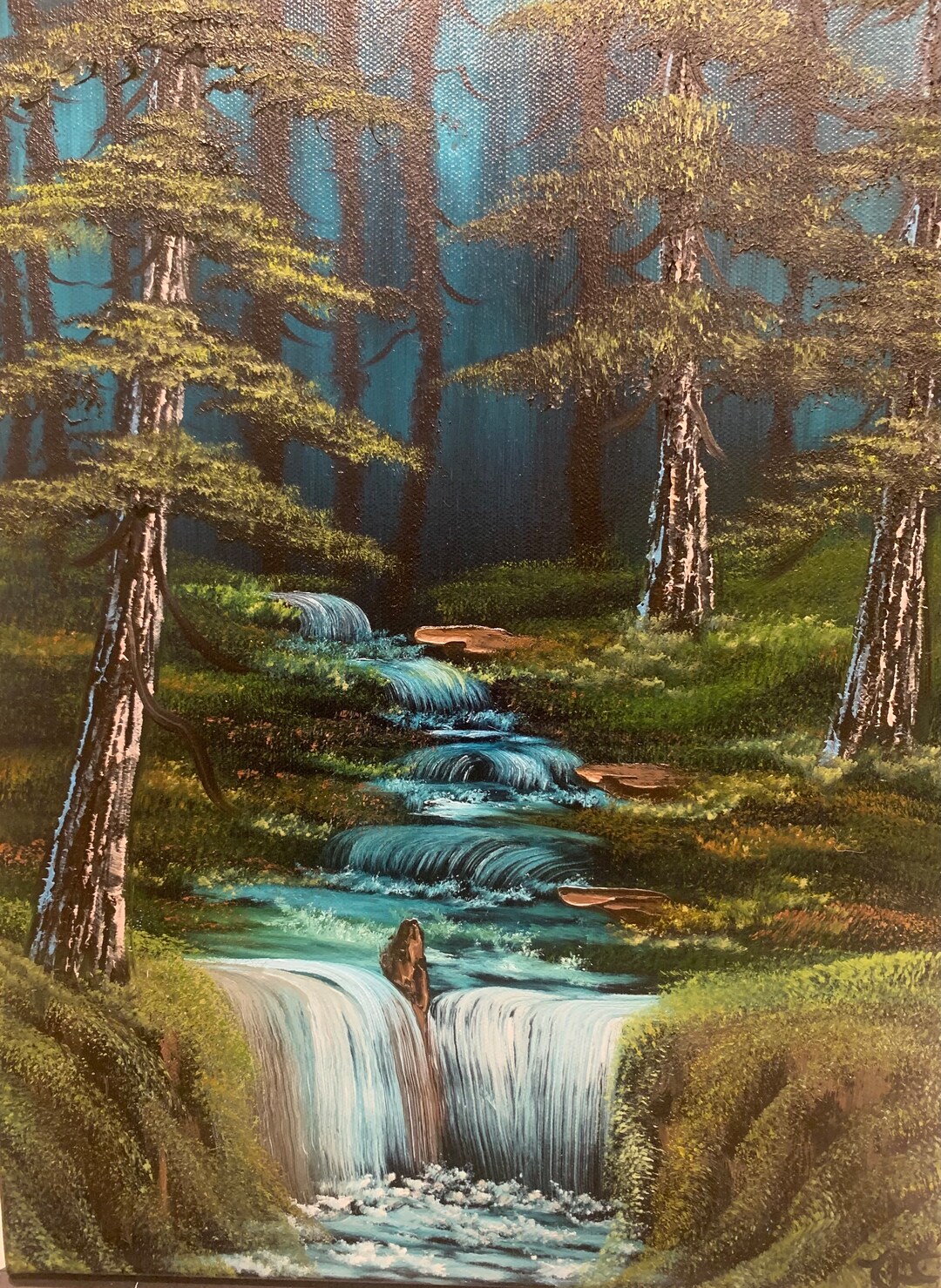 Bob Ross® Inspired Evening Waterfall - Etsy